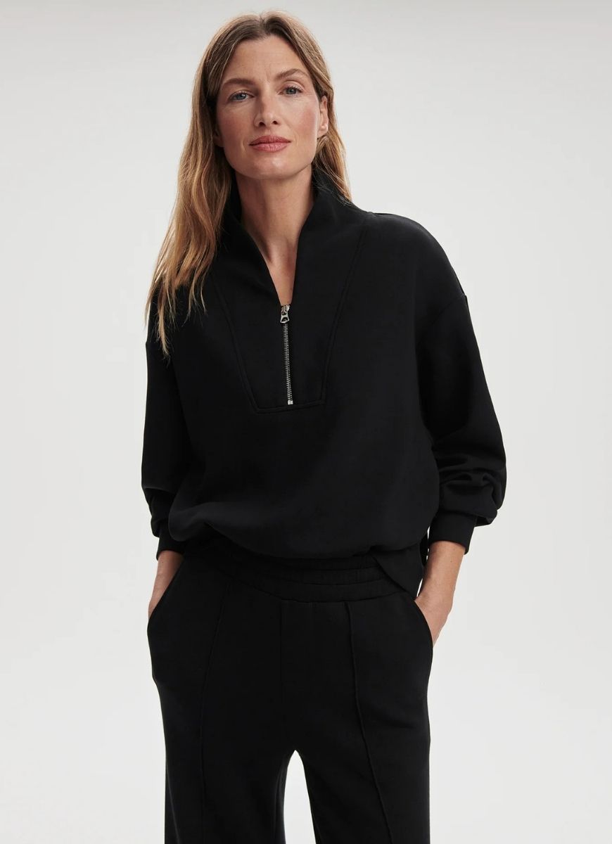 Varley Canada | Davidson Sweat Half Zip (Black) | relevé