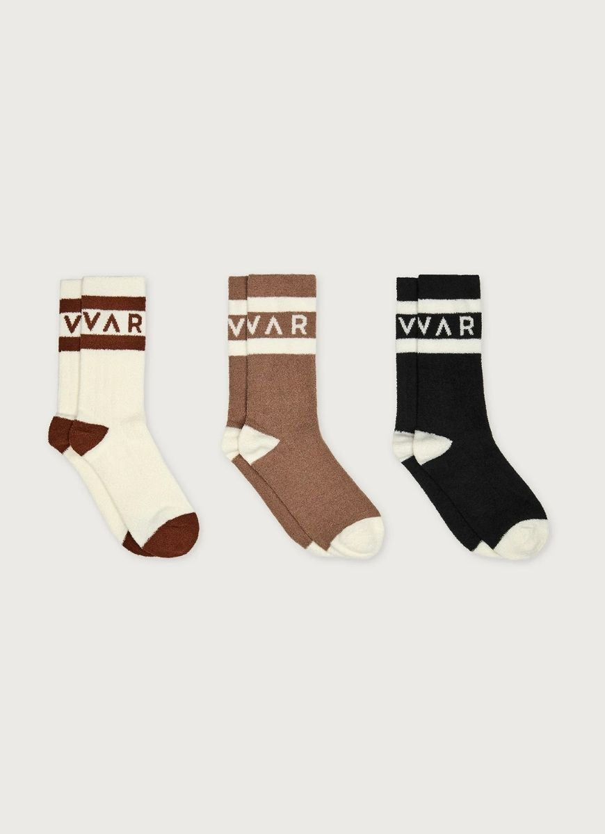Varley | Spencer Sock 3 Pack (Egret/Chantrelle/Black) | relevé